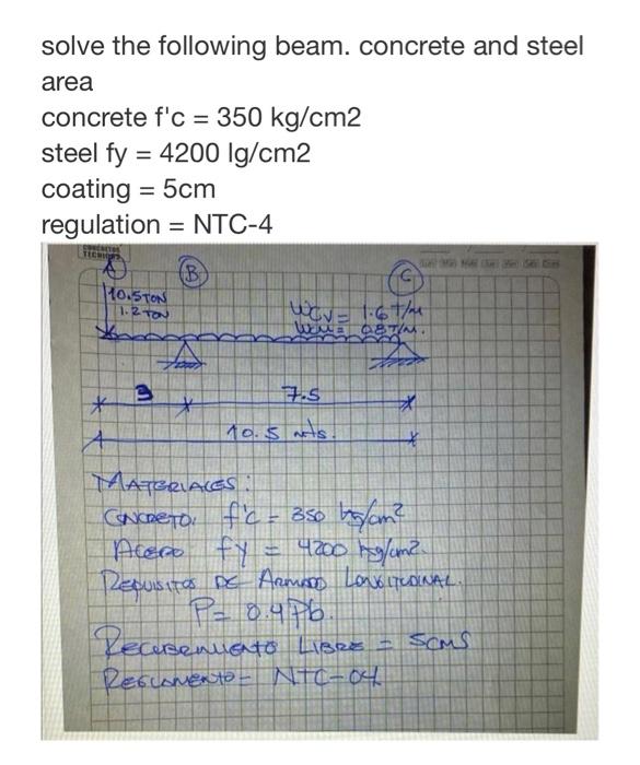 Solved solve the following beam. concrete and steel area | Chegg.com