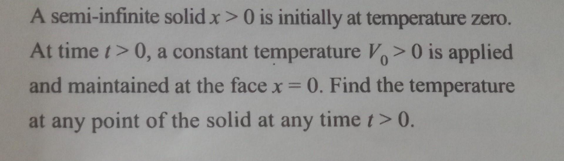 Solved A semi-infinite solid x>0 is initially at temperature | Chegg.com