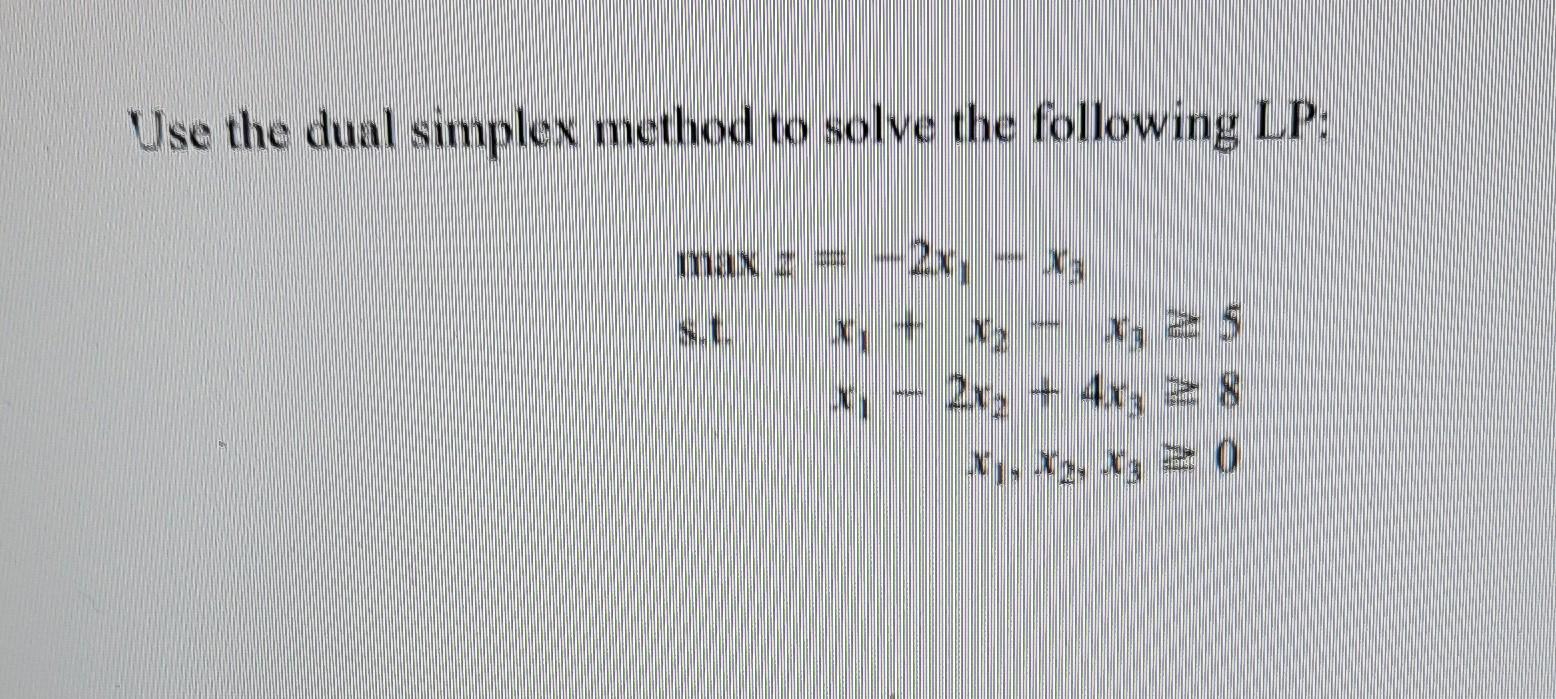 Solved Use the dual simplex method to solve the following | Chegg.com