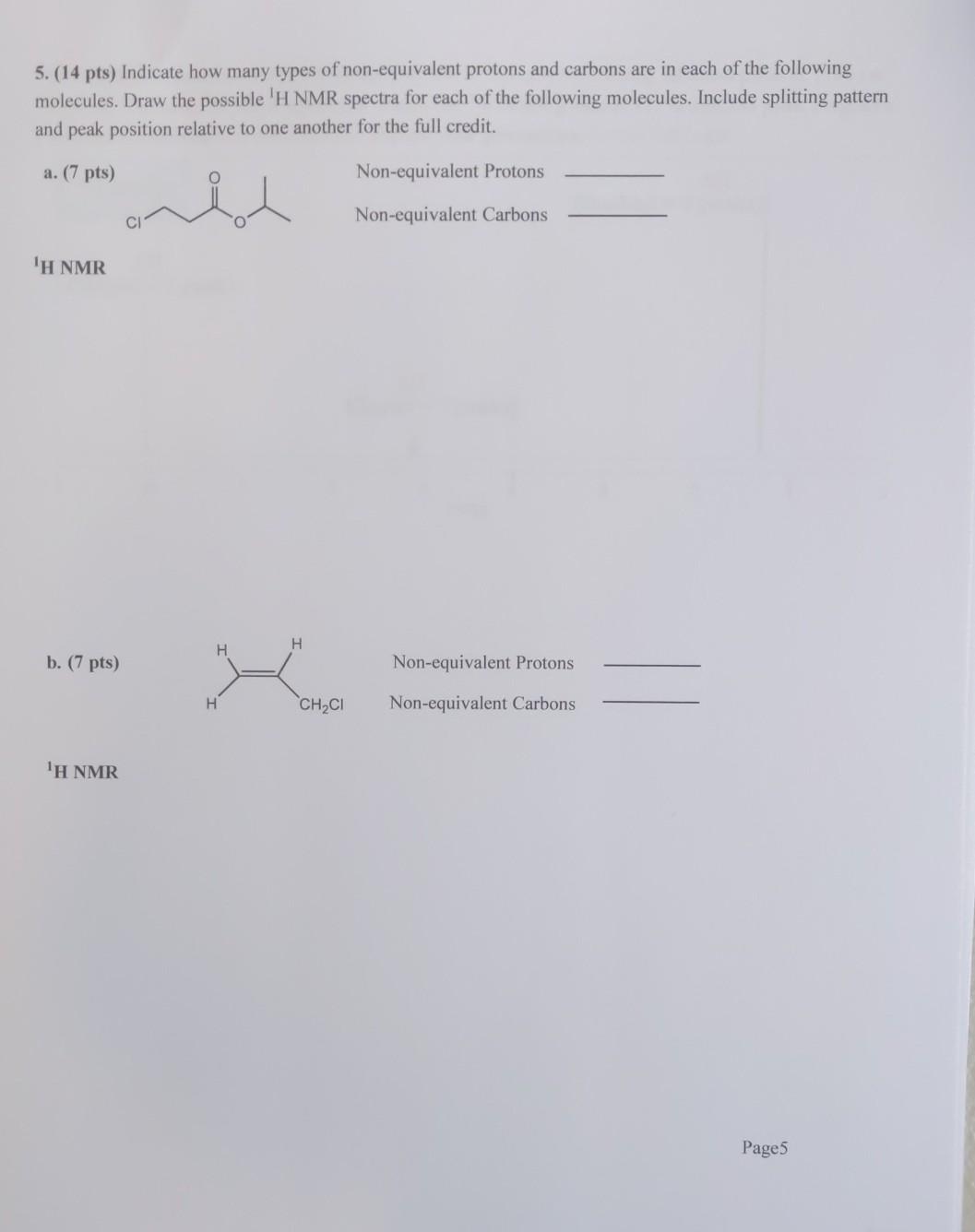 Solved 5. (14 pts) Indicate how many types of non-equivalent | Chegg.com