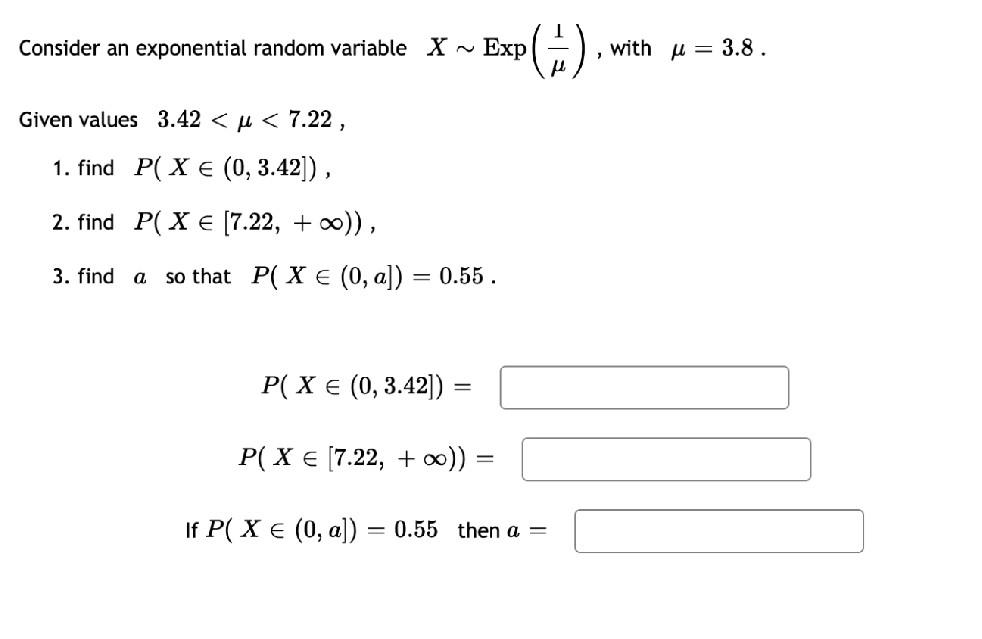 Solved Consider an exponential random variable x~ Exp with > | Chegg.com