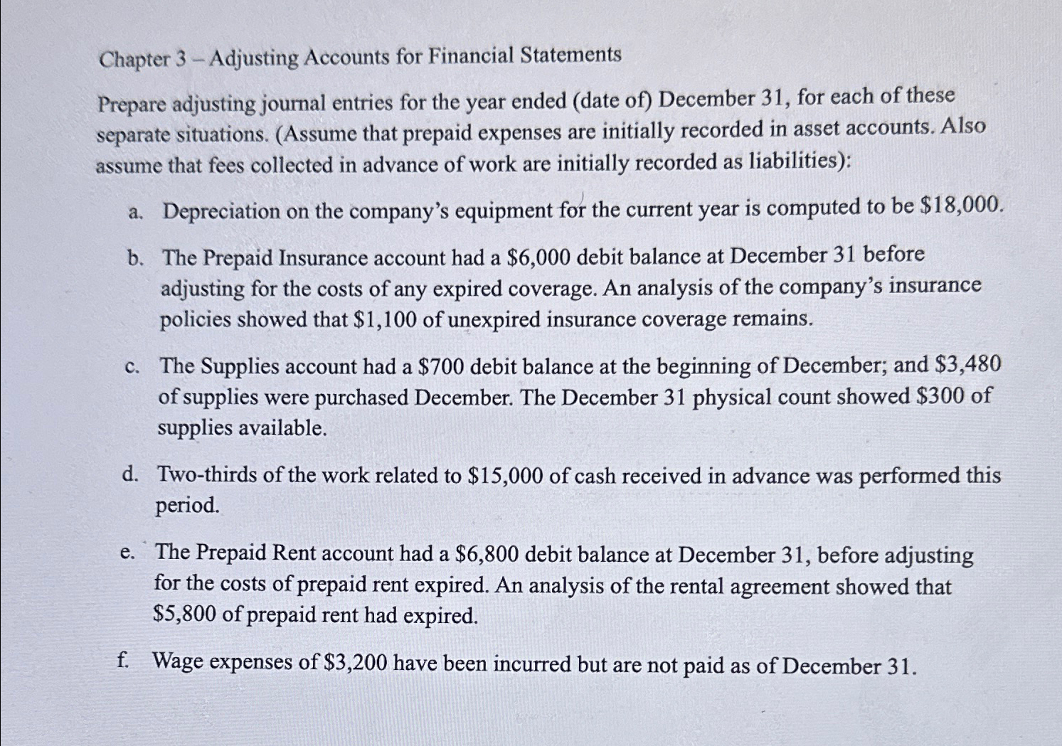 Solved Chapter 3 - ﻿Adjusting Accounts for Financial | Chegg.com