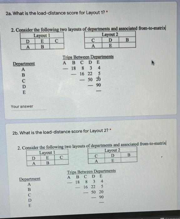 Solved 2a. What is the load-distance score for Layout 1?" C | Chegg.com