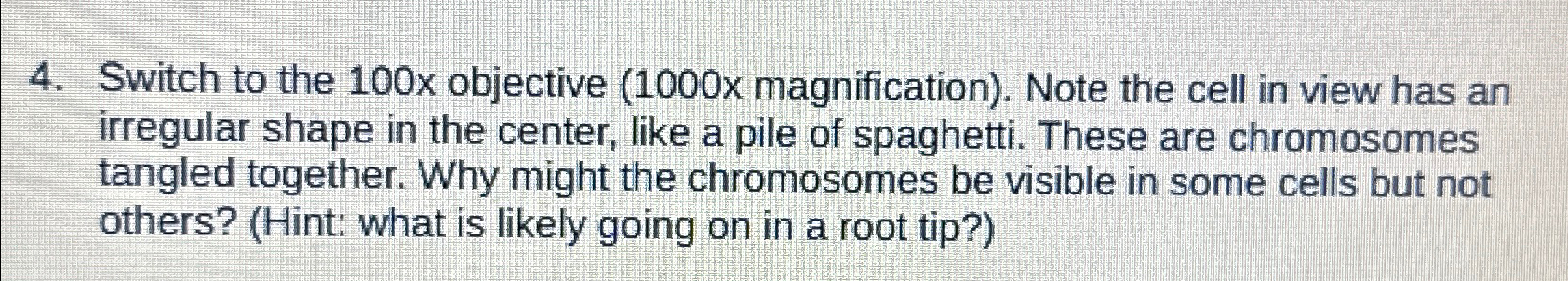 Solved Switch to the 100x ﻿objective (1000x magnification). | Chegg.com