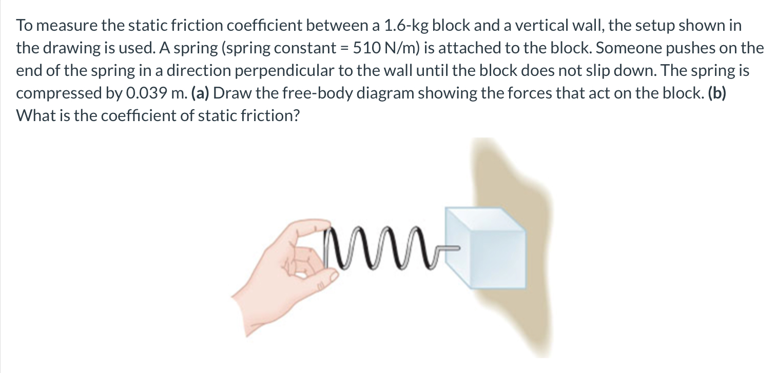 Solved To measure the static friction coefficient between a | Chegg.com