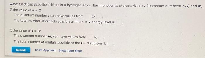 Solved Wave functions describe orbitals in a hydrogen atom. | Chegg.com