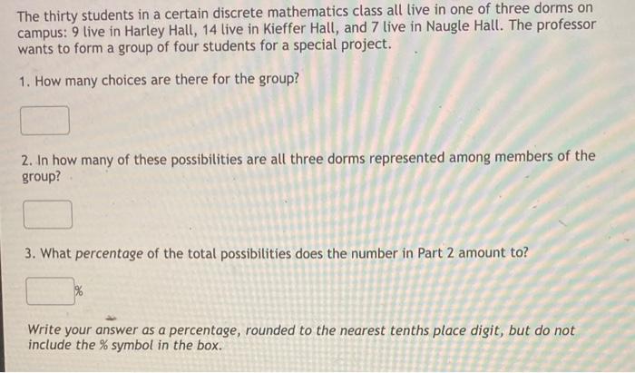Solved The twenty-nine students in a certain discrete | Chegg.com