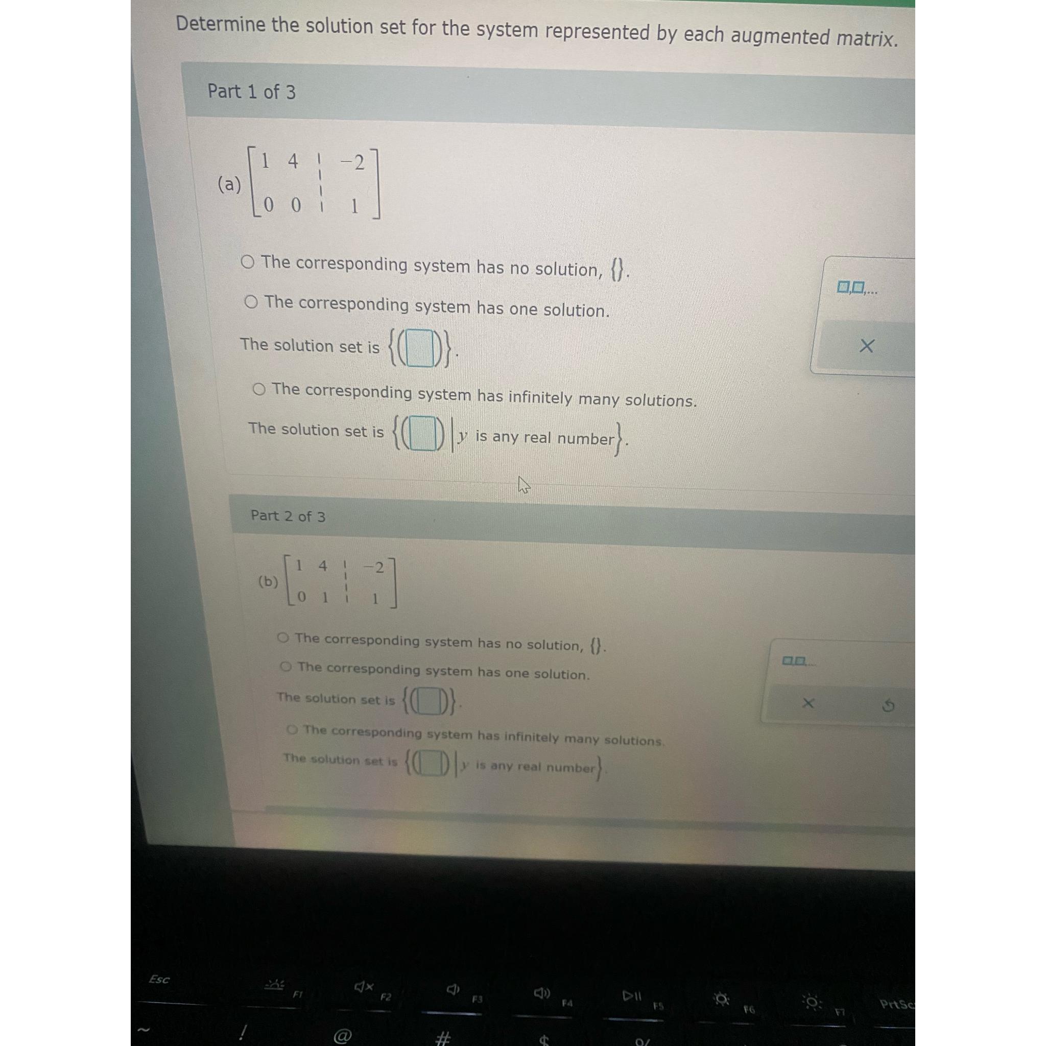 Solved Determine The Solution Set For The System Represented