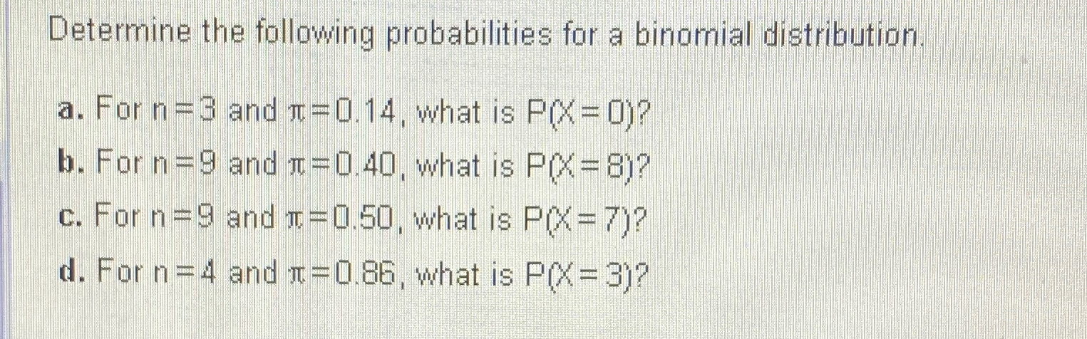 Solved Determine the following probabilities for a binomial | Chegg.com