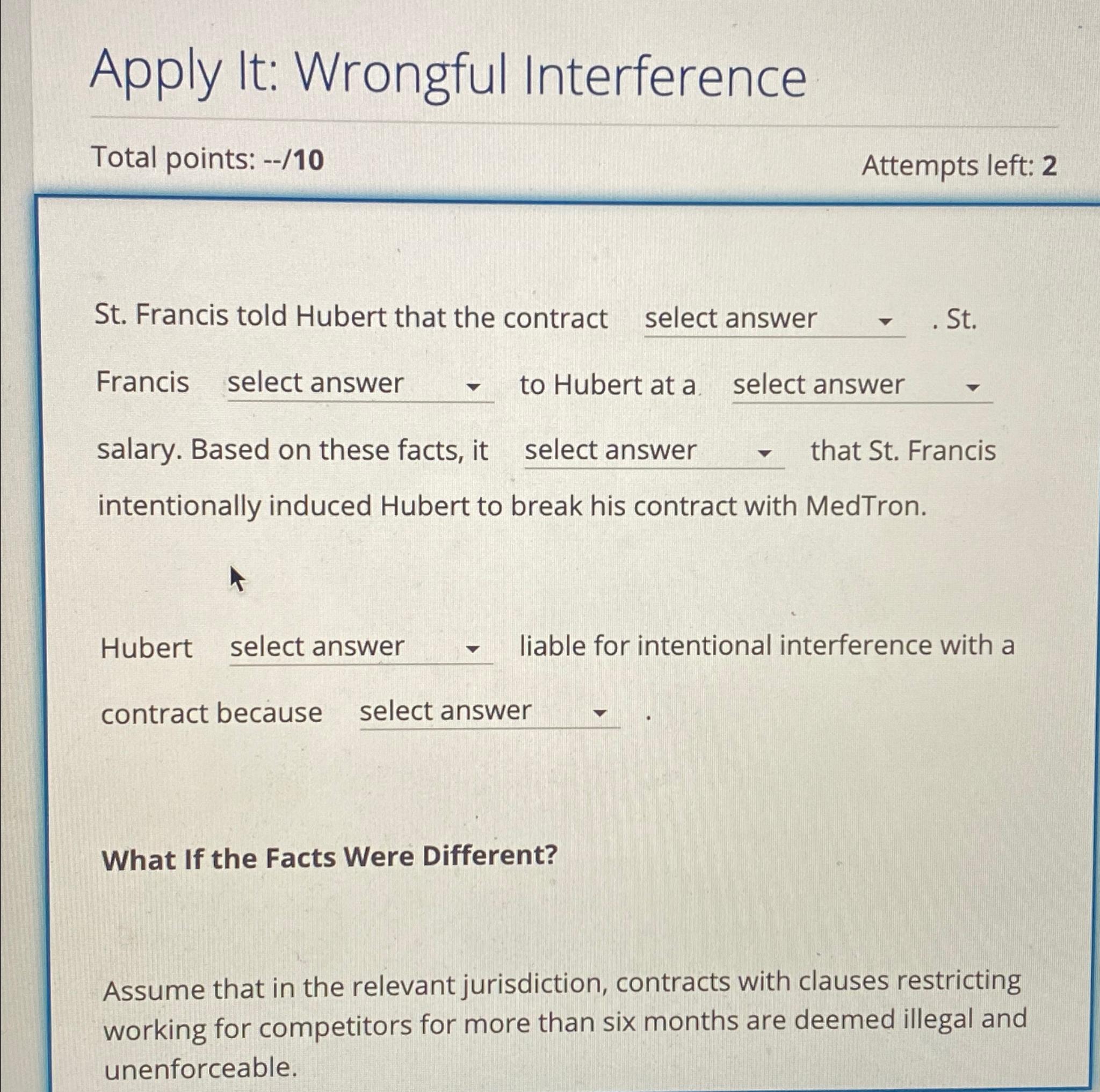Solved Apply It: Wrongful InterferenceTotal points: | Chegg.com
