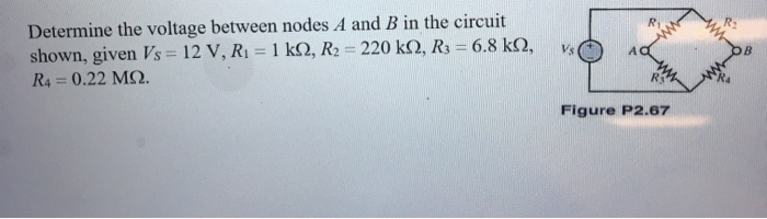 Solved Determine the voltage between nodes A and B in the | Chegg.com