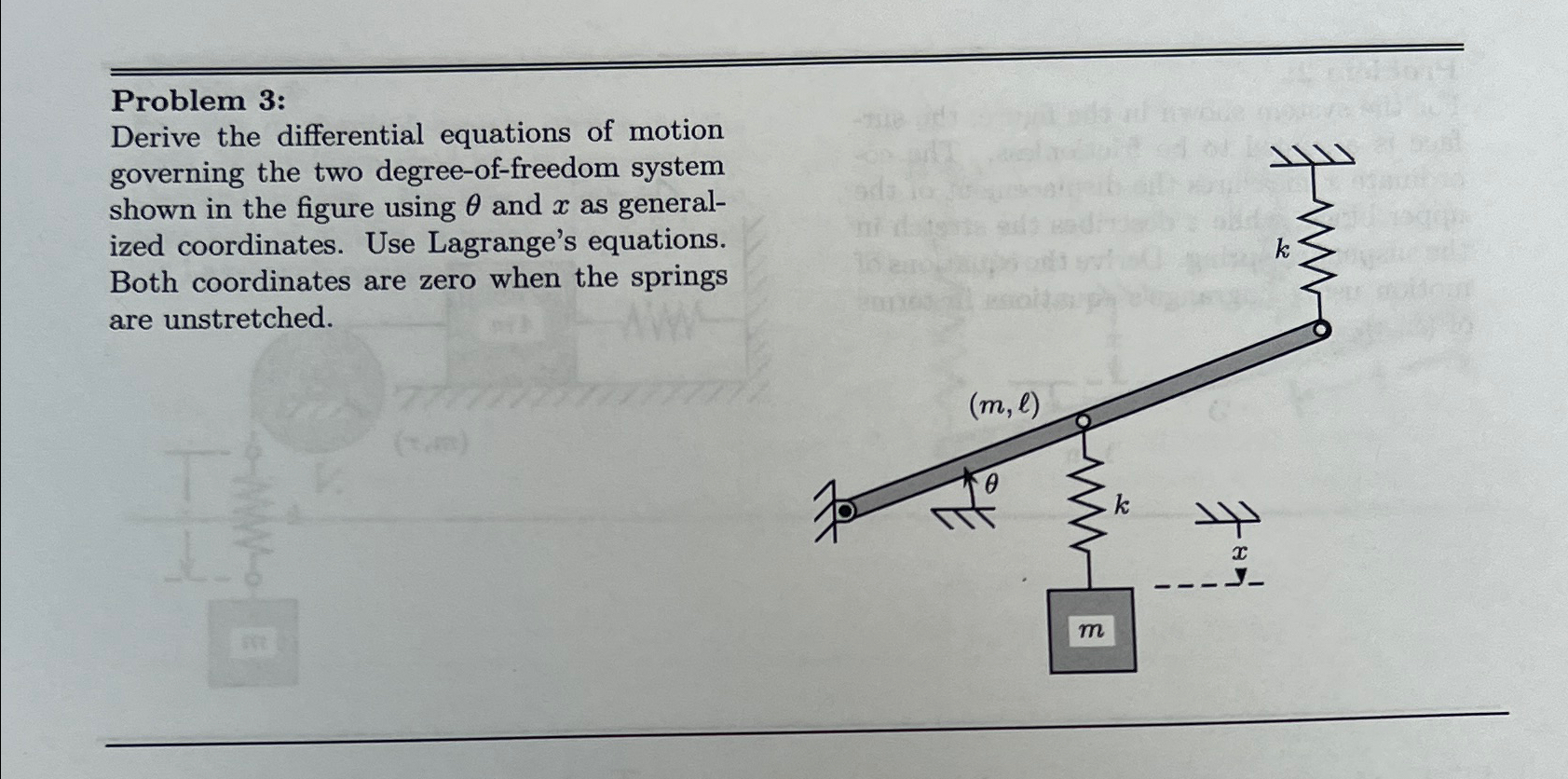 Solved Problem 3 Derive The Differential Equations Of Motion