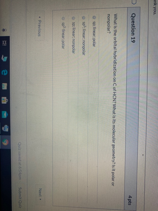 Solved ank you. Question 19 4 pts What is the orbital | Chegg.com