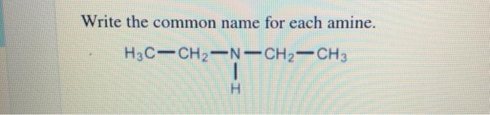 Solved Write the common name for each amine. | Chegg.com