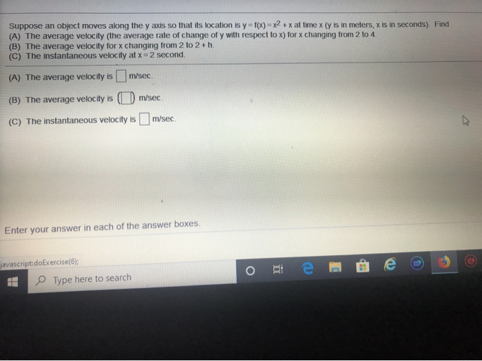 Solved Suppose An Object Moves Along The Y Axis So That Its