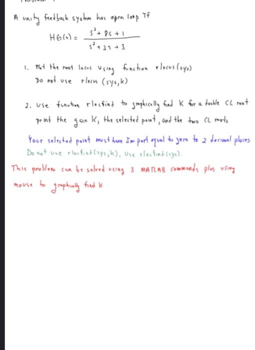 Solved A unity feedback system has open loop TF HG(s) = 5+95 | Chegg.com