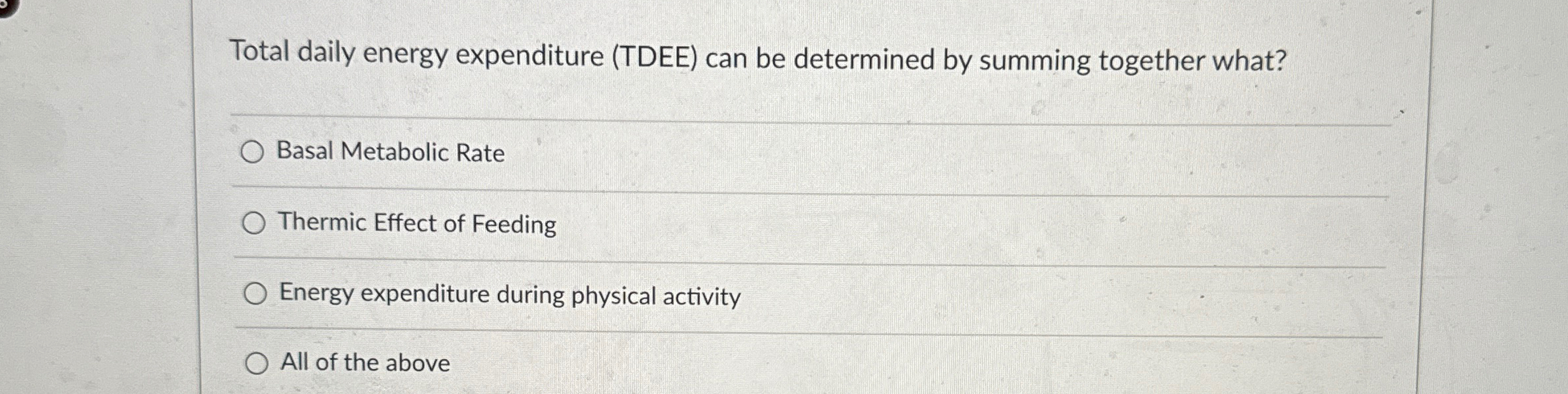 Solved Total daily energy expenditure (TDEE) ﻿can be | Chegg.com