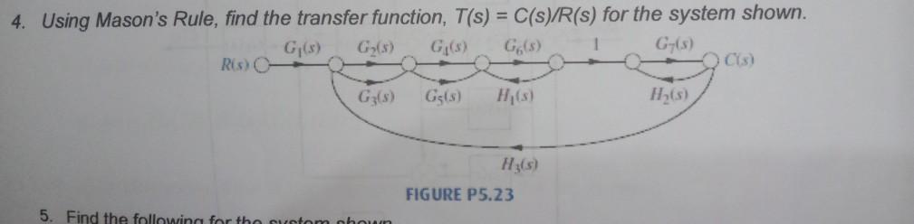 Solved 4. Using Mason's Rule, find the transfer function, | Chegg.com