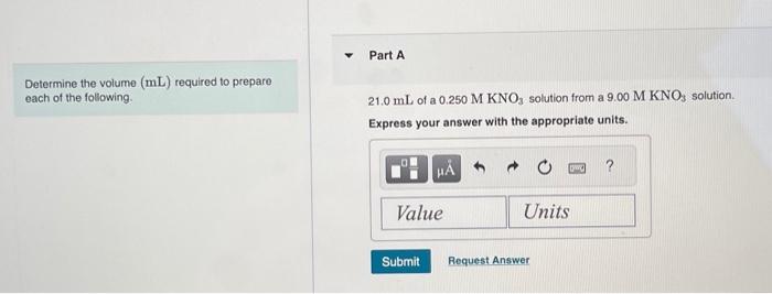 Solved Determine the volume (mL) required to prepare each of | Chegg.com