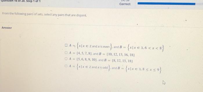 Solved From the following pairs of sets, select any pairs | Chegg.com