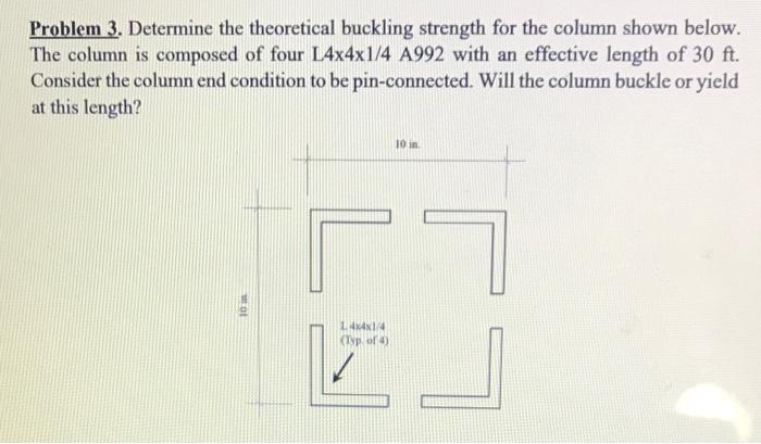 Solved Problem 3. Determine the theoretical buckling | Chegg.com
