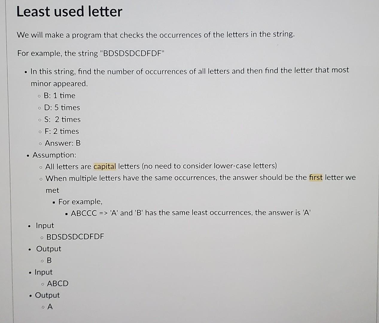 Solved We will make a program that checks the occurrences of | Chegg.com