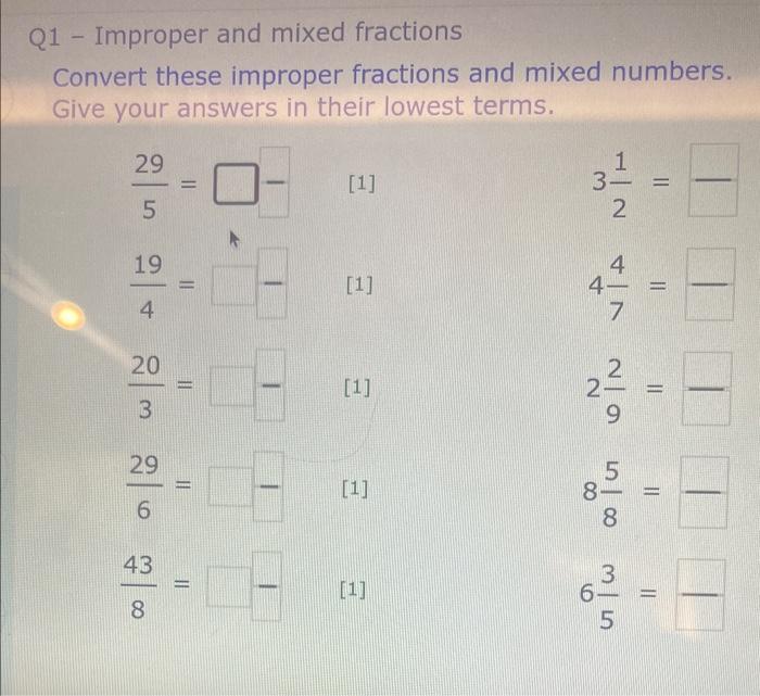 Solved 21 - Improper and mixed fractions Convert these | Chegg.com