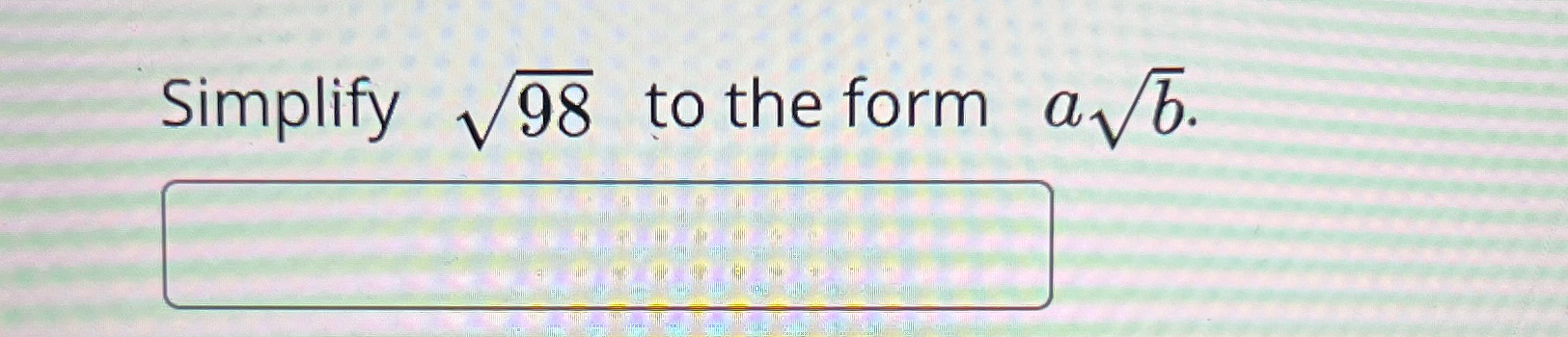 Solved Simplify 982 ﻿to the form ab2. | Chegg.com