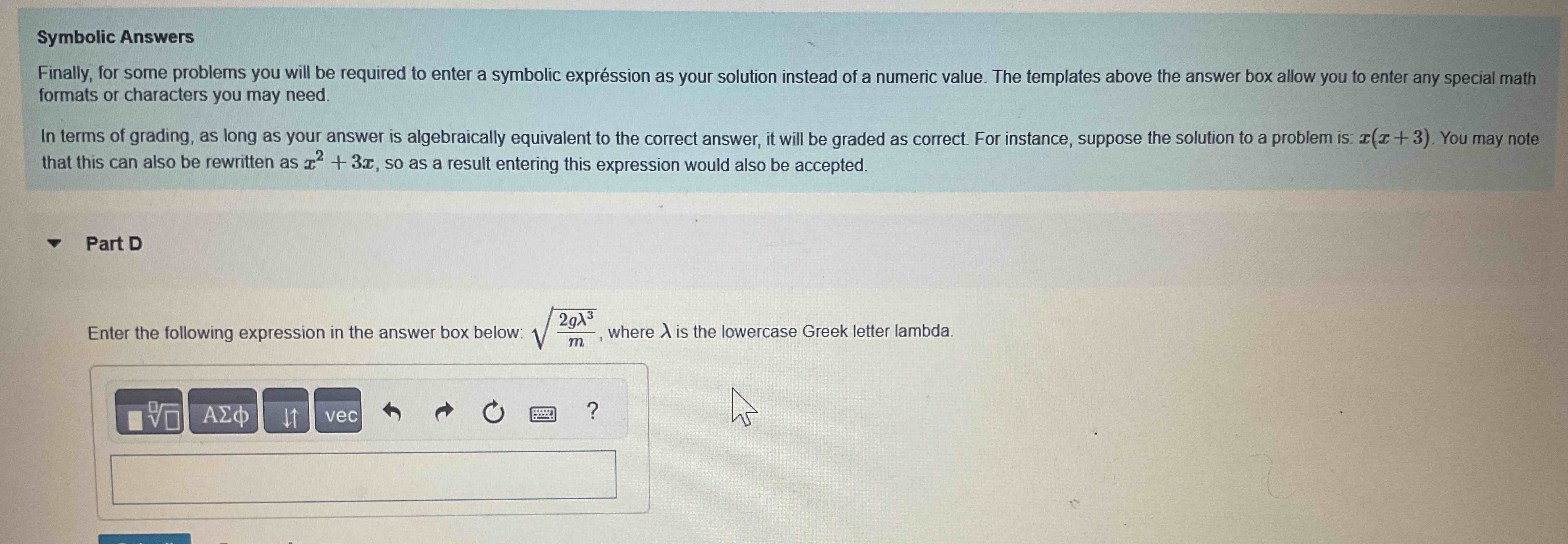 Symbolic AnswersFinally, for some problems you will | Chegg.com