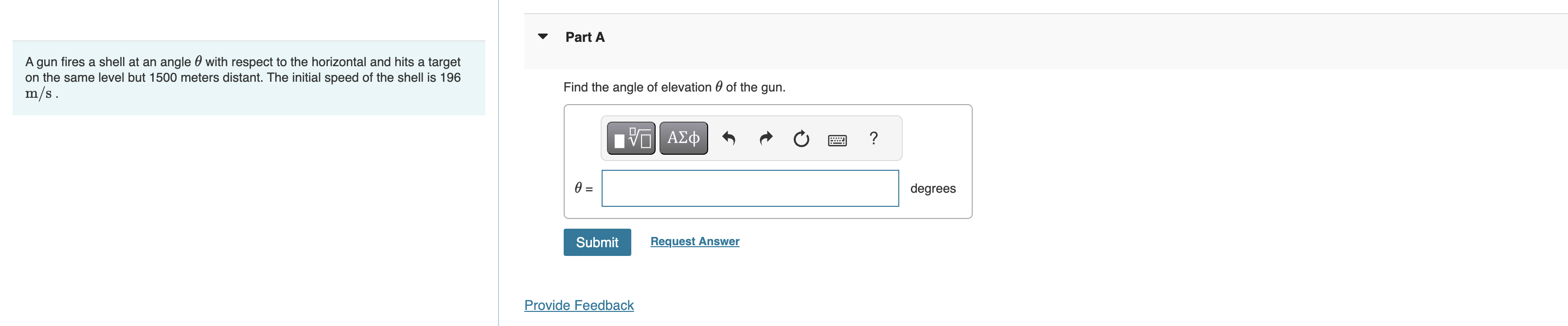 Solved A gun fires a shell at an angle θ ﻿with respect to | Chegg.com