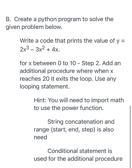 Solved Looping 2i Need The Working Code For Pythong Language 