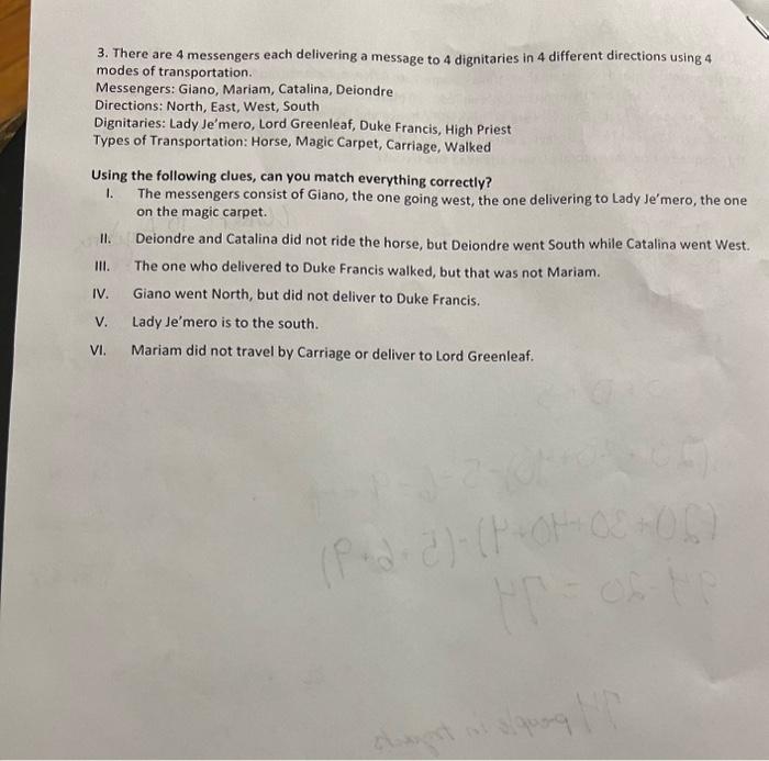 Solved 3. There are 4 messengers each delivering a message | Chegg.com