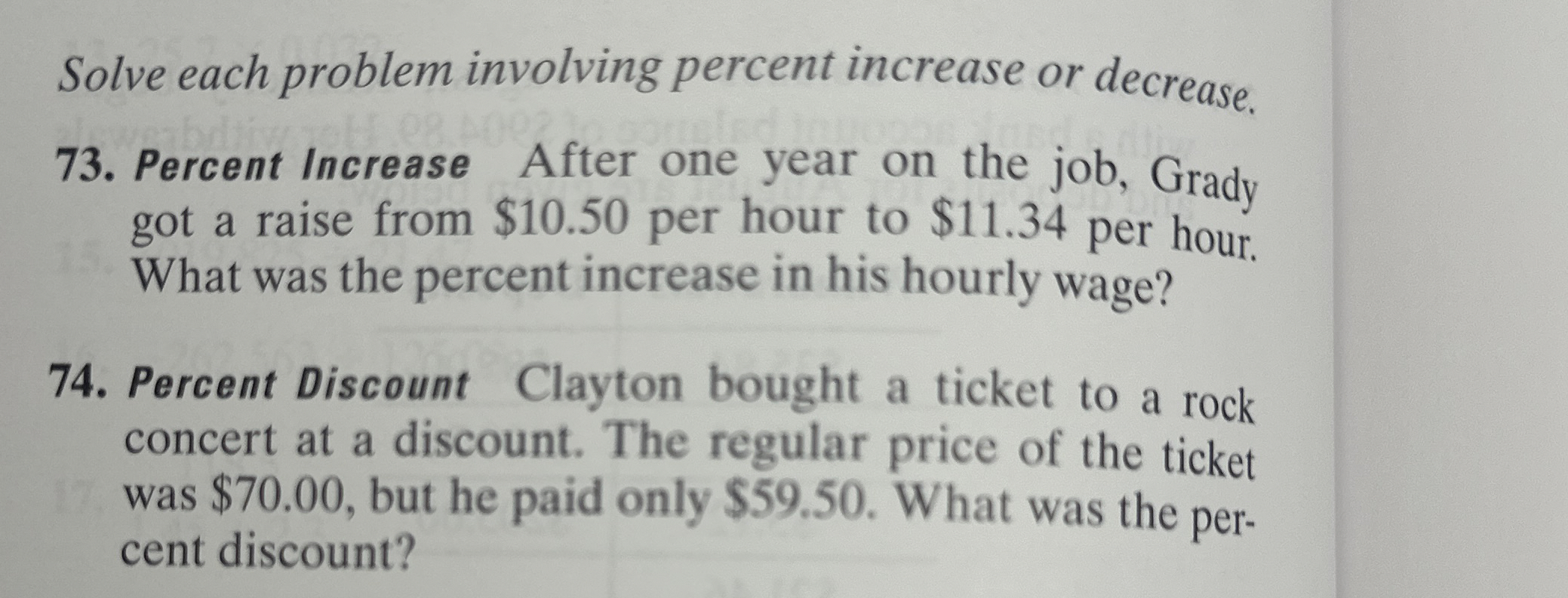 Solved Solve each problem involving percent increase or | Chegg.com