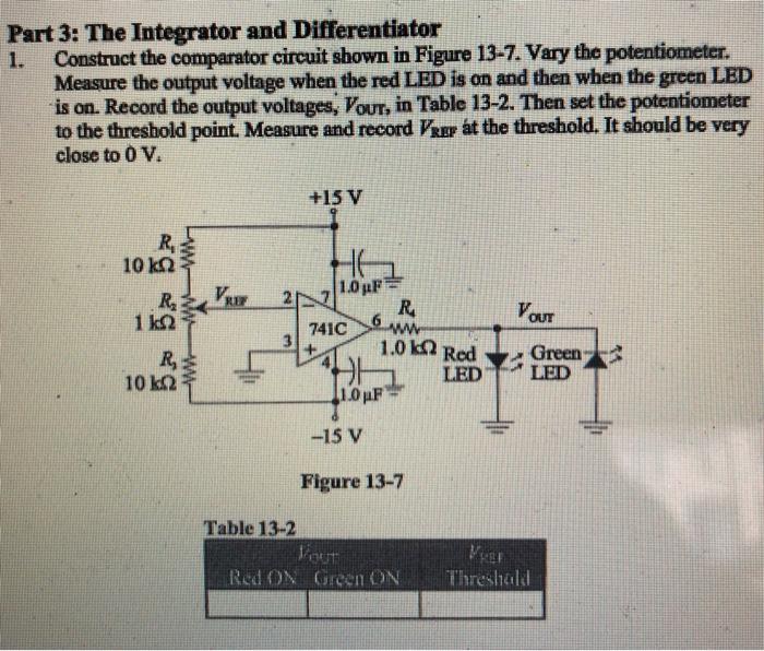 Solved Part 3: The Integrator and Differentiator Construct | Chegg.com