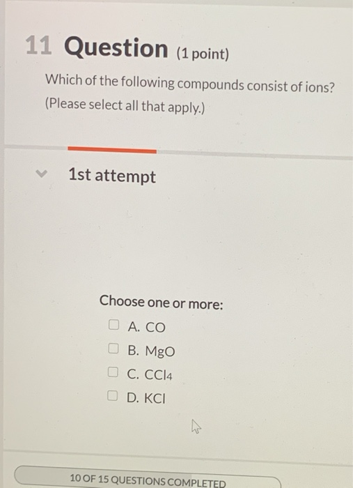 Solved 11 Question (1 point) Which of the following | Chegg.com