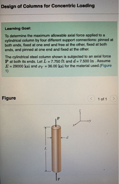 Solved Design of Columns for Concentric Loading Learning | Chegg.com