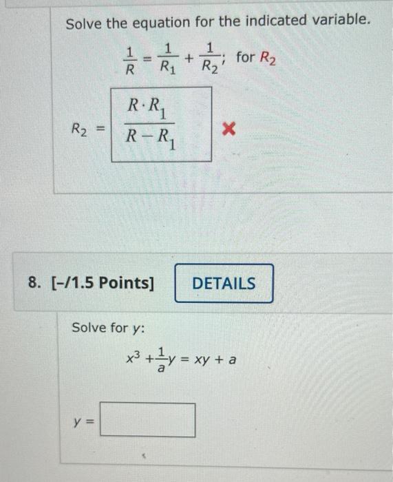 Solved Solve the equation for the indicated variable. | Chegg.com