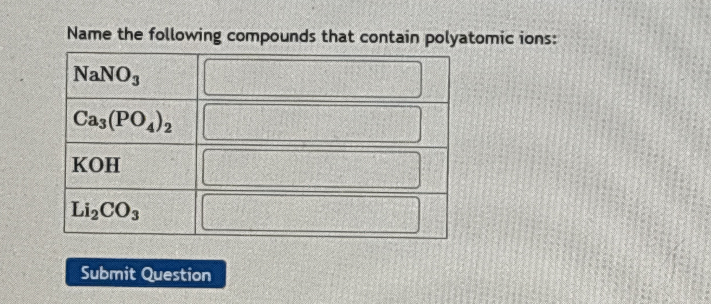Solved Name the following compounds that contain polyatomic | Chegg.com