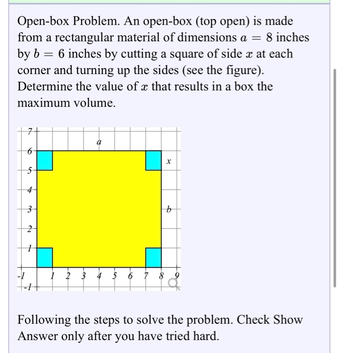 Solved Open-box Problem. An open-box (top open) is made from | Chegg.com