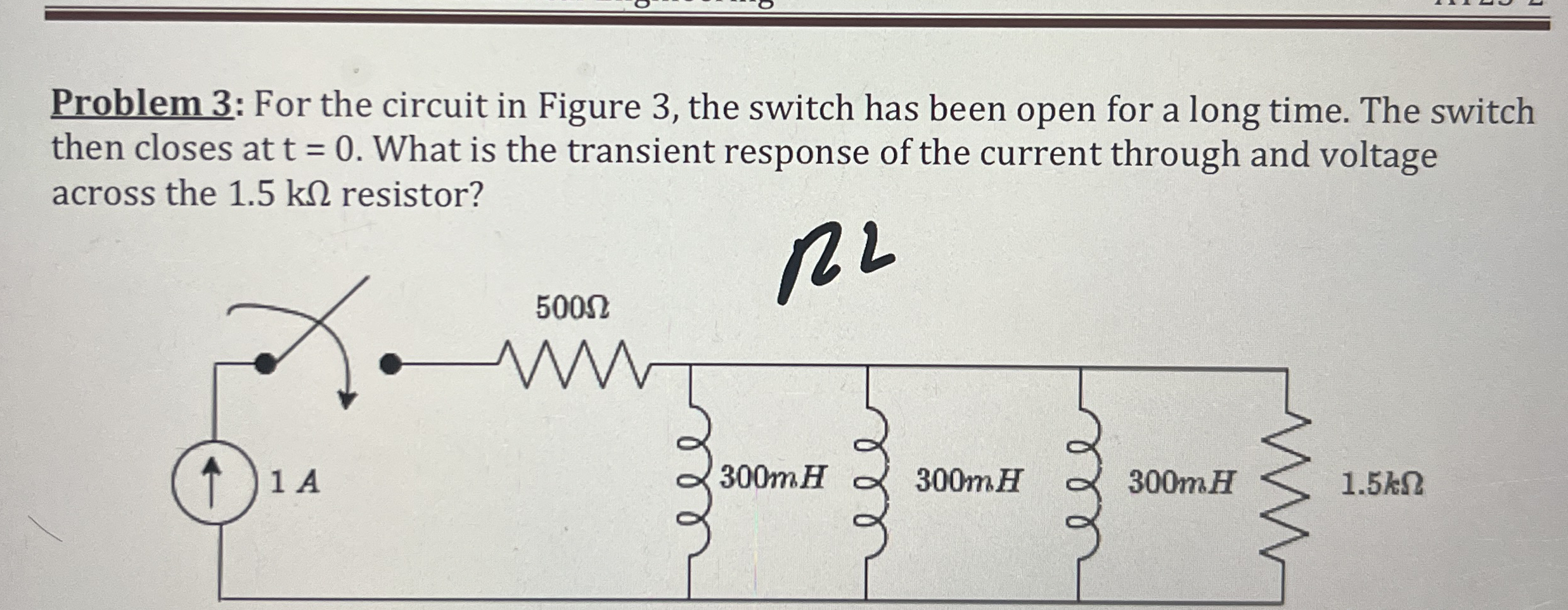 Solved Problem 3: For the circuit in Figure 3, ﻿the switch | Chegg.com