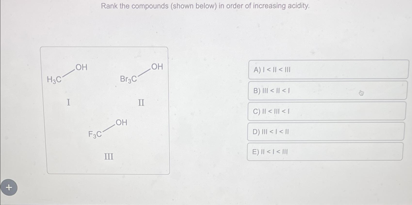 Solved Rank the compounds (shown below) ﻿in order of | Chegg.com