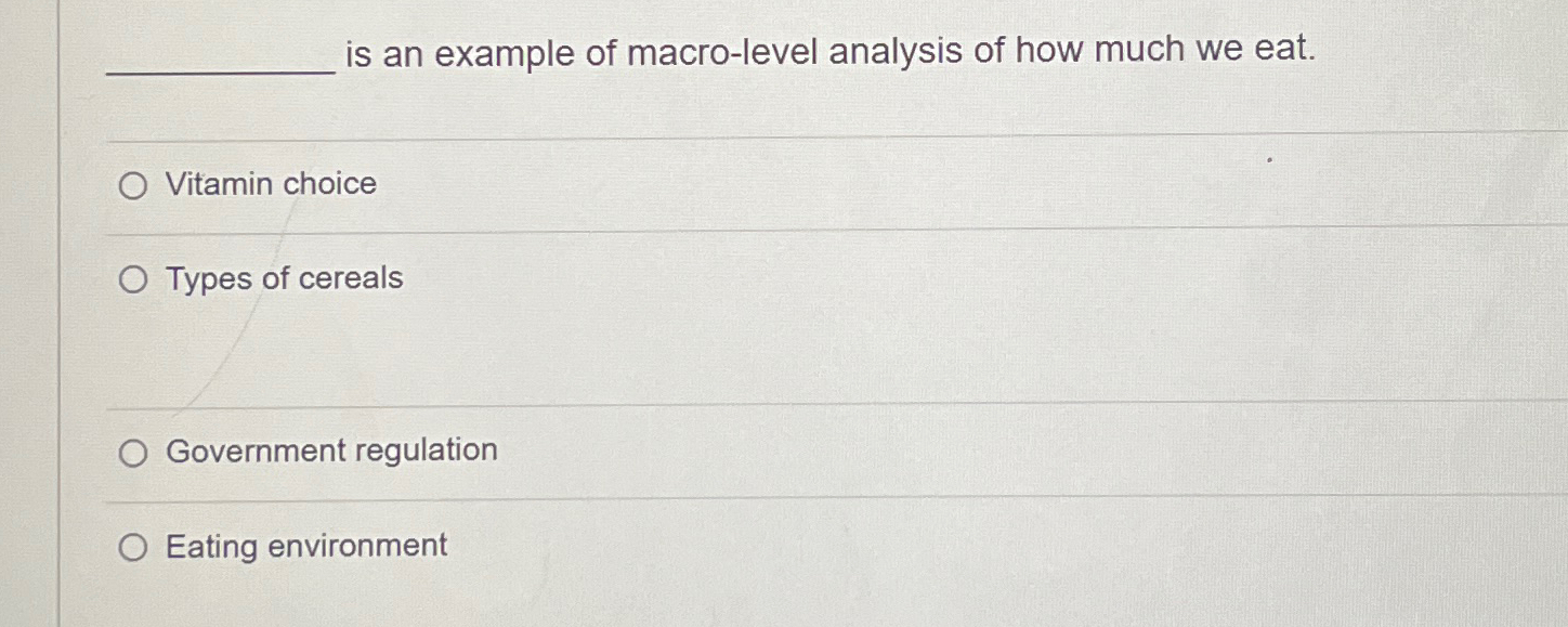 Solved is an example of macro-level analysis of how much we | Chegg.com