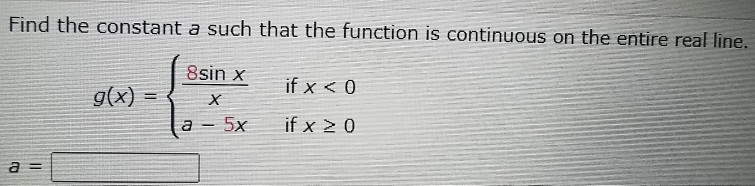 Solved Find the constant a such that the function is | Chegg.com