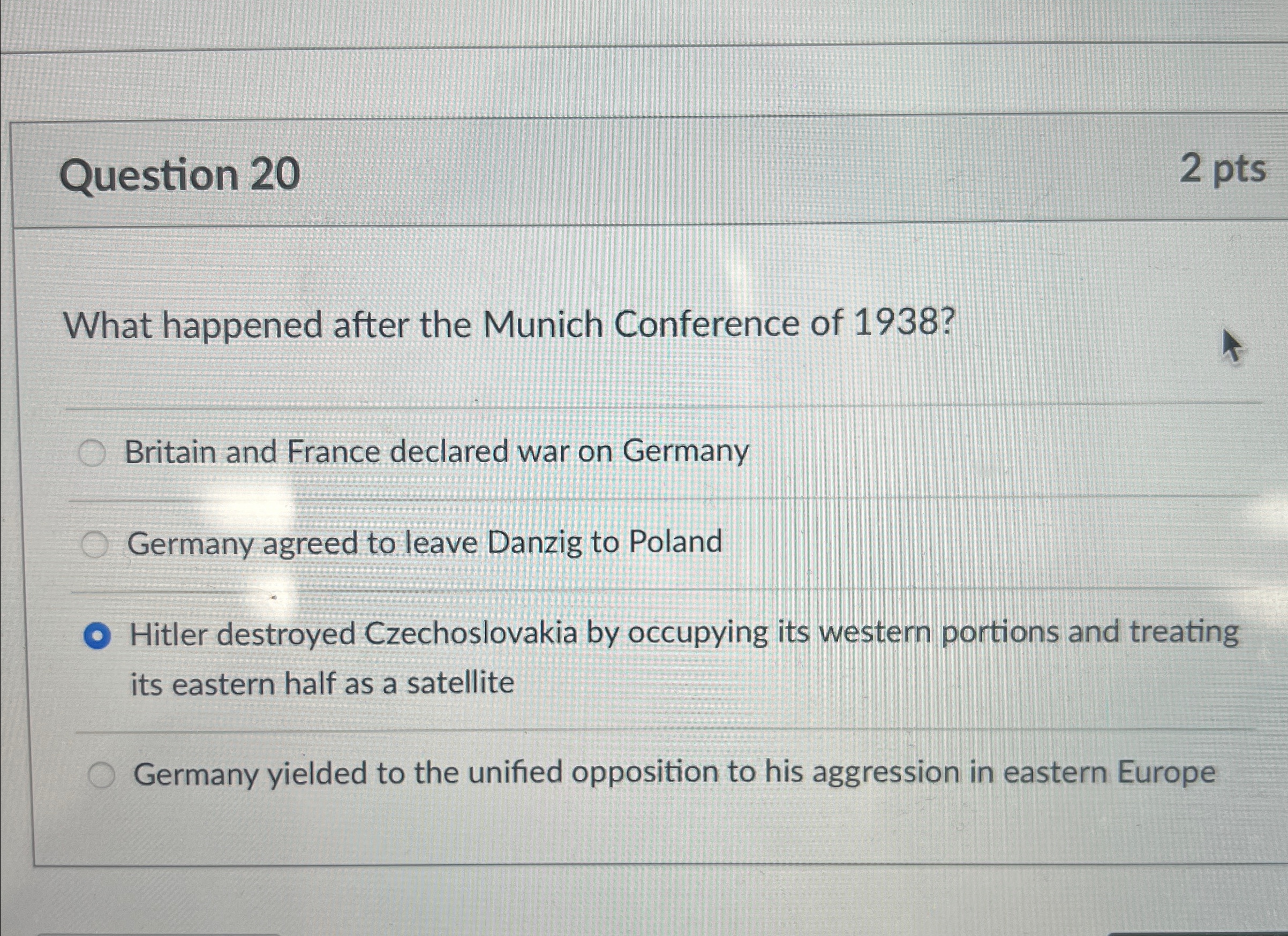 Question 202 ﻿ptsWhat happened after the Munich | Chegg.com