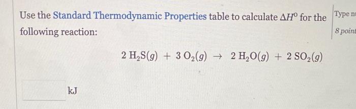 Solved Use the Standard Thermodynamic Properties table to | Chegg.com