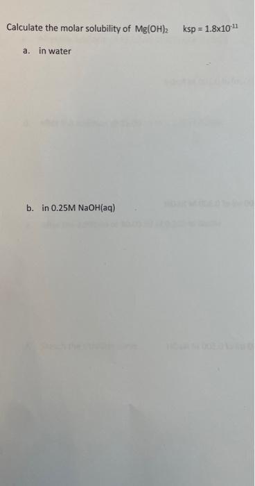 Solved Calculate the molar solubility of | Chegg.com