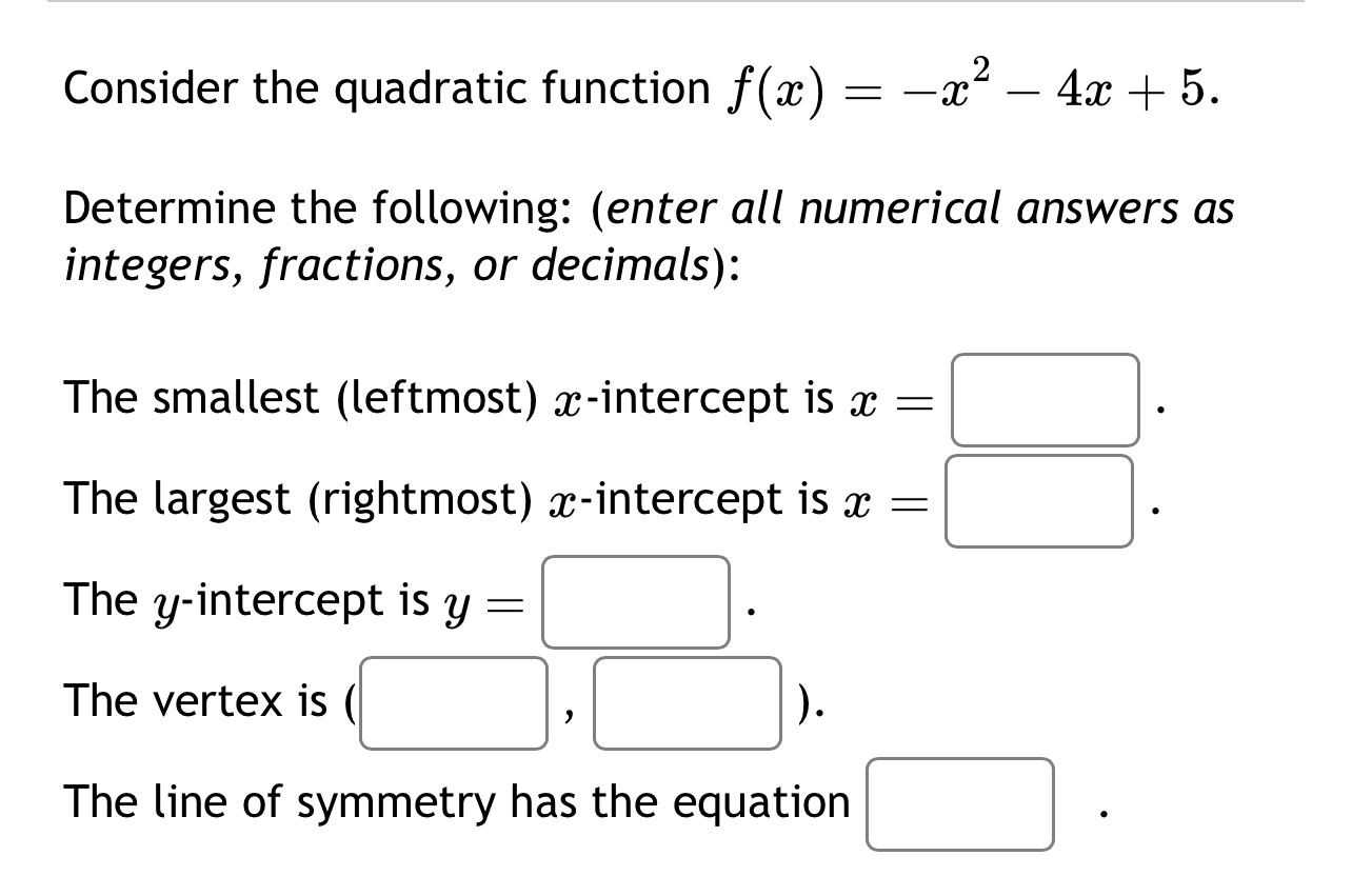 Solved Consider the quadratic function | Chegg.com