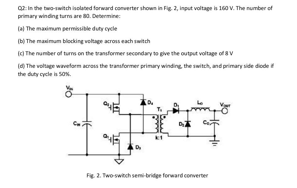 Solved Q2: In the two-switch isolated forward converter | Chegg.com