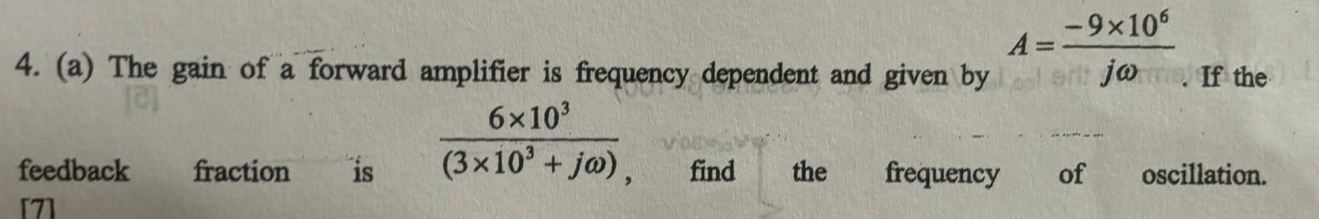 Solved (a) ﻿The gain of a forward amplifier is frequency | Chegg.com