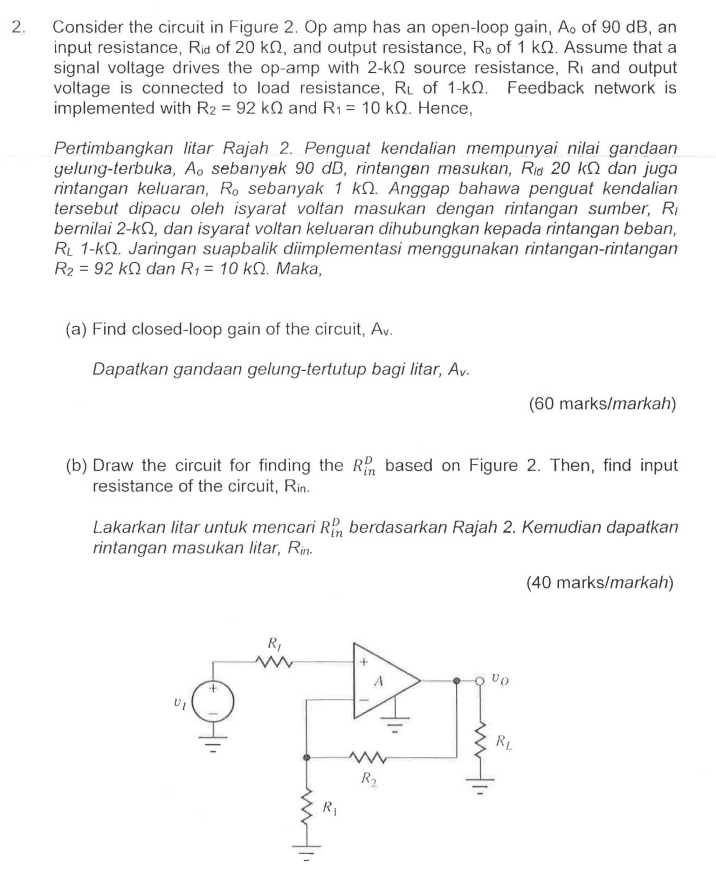 Solved Consider the circuit in Figure 2. ﻿Op amp has an | Chegg.com